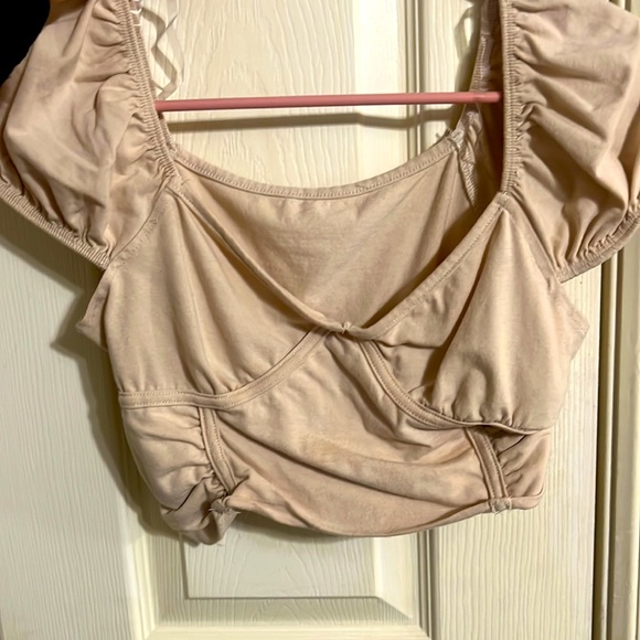 Tops | Very Cute Classy Crop Top Cream Color And Very Stretchy | Poshmark